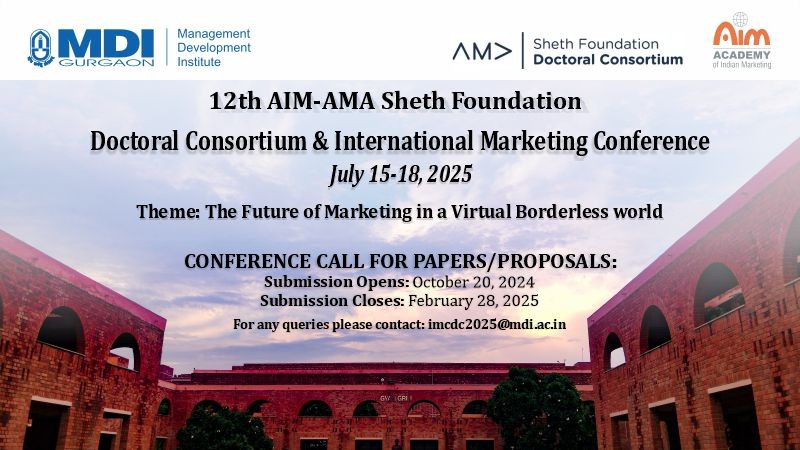 12th AIM-AMA Sheth Foundation Doctoral Consortium and International ...